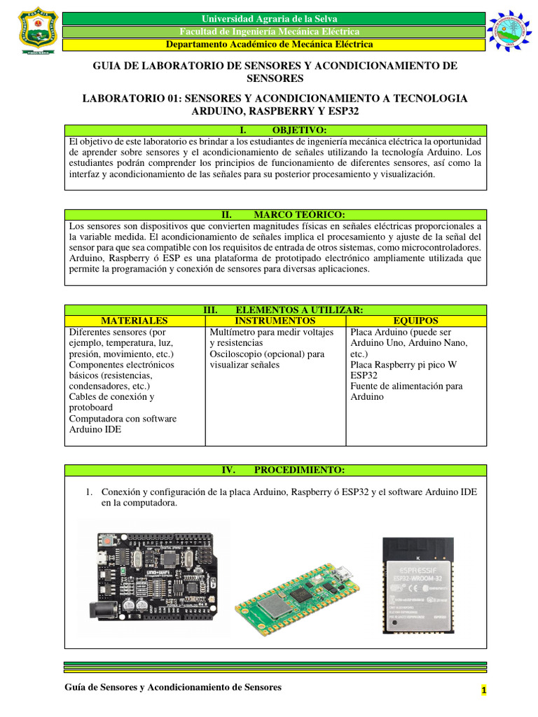 Guia de Laboratorio 1 - Sas | PDF | Arduino | Sensor