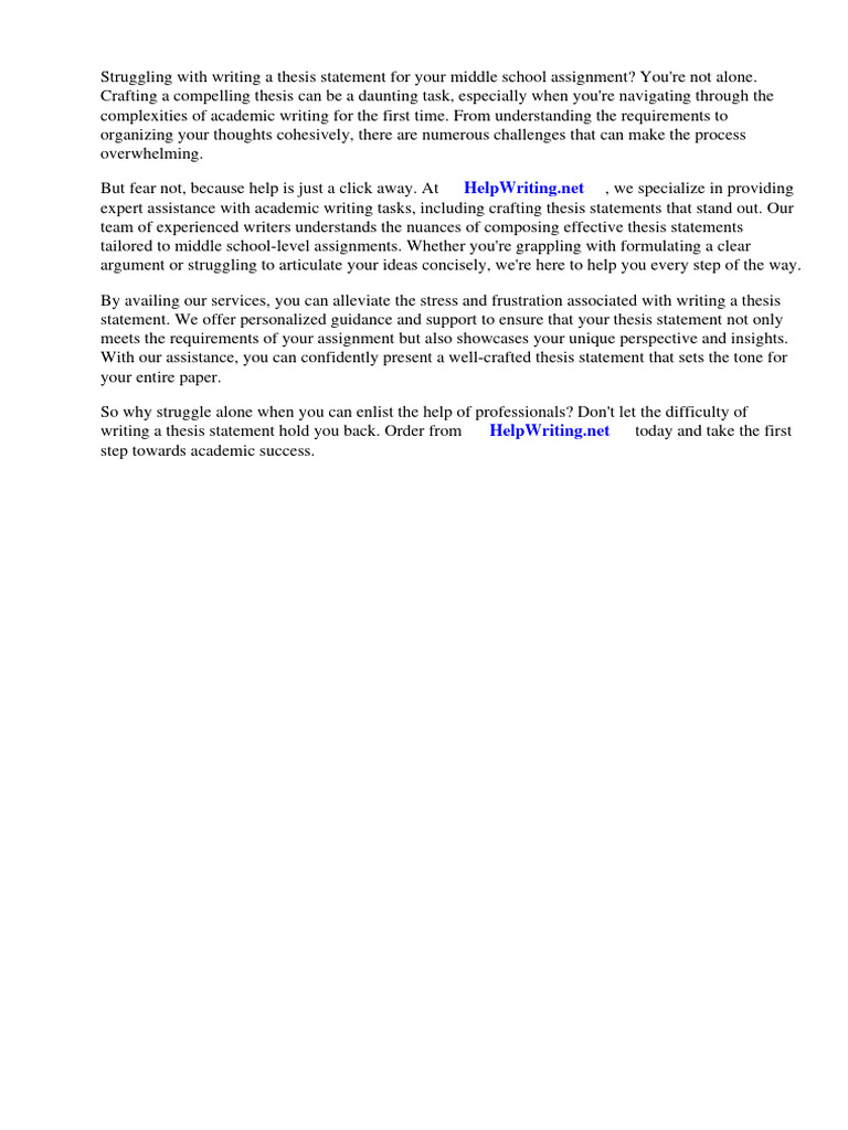 Thesis Statements Examples Middle School | PDF | Essays | Thesis