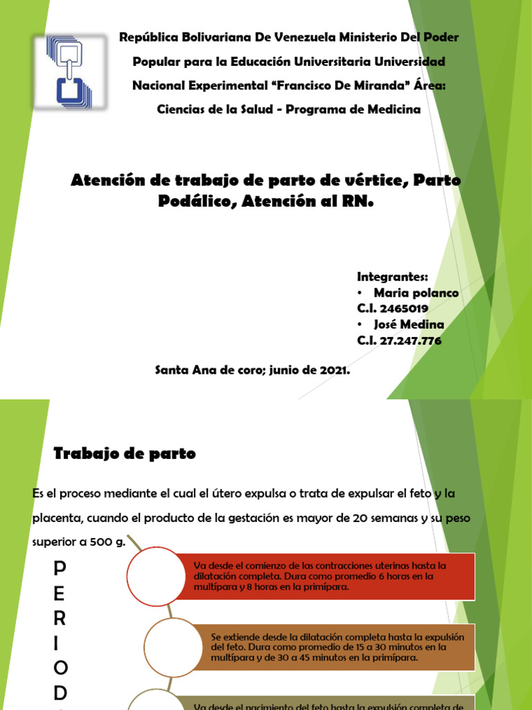 Atención al Parto: Proceso y Manejo | PDF | Parto | Especialidades Medicas