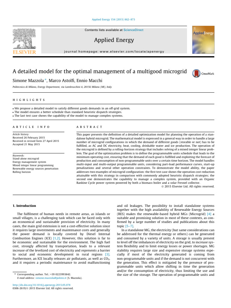 A Detailed Model For The Optimal Management of A Multigood Microgrid | PDF | Mathematical ...