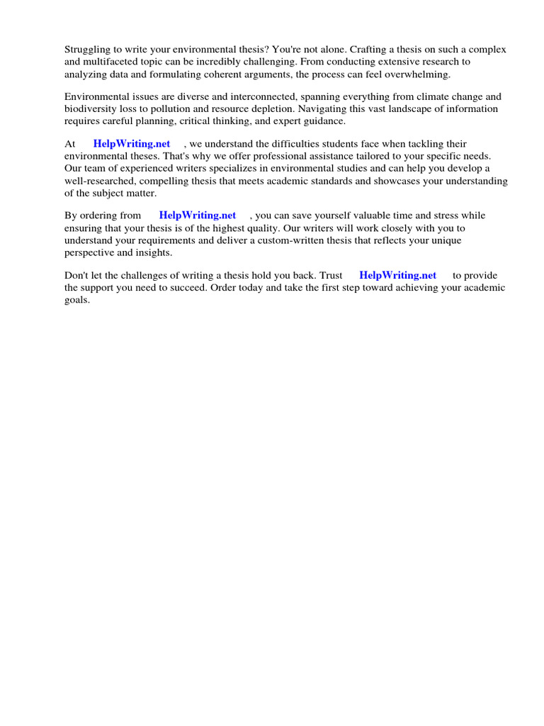 Environmental Thesis Sample | PDF | Climate Change | Thesis