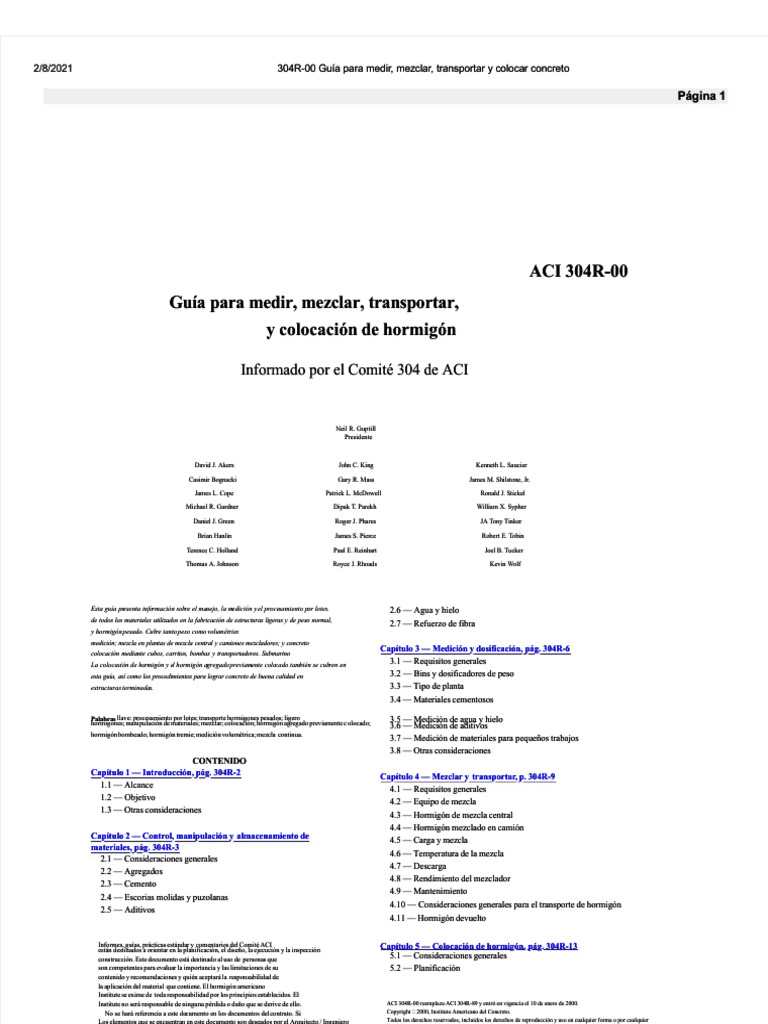 PDF 304r 00 Guia para Medir Mezclar Transportar y Colocar Concreto ...