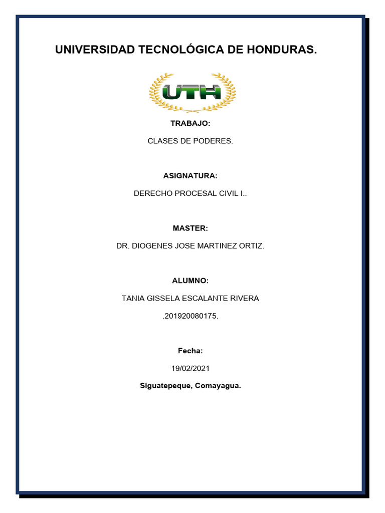 Clase De Poderes Pdf Ley Procesal Honduras