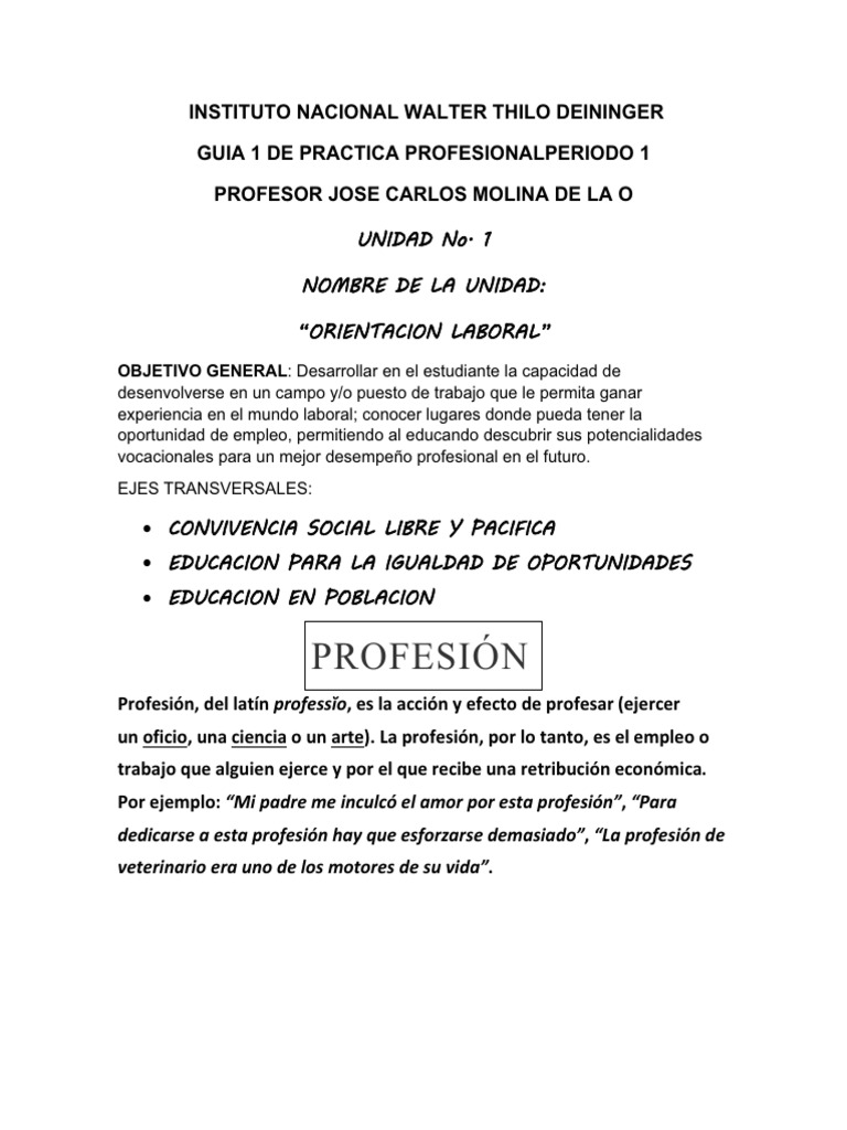 1a. Guia Pract. Prof. 1er. Peri LA PROFESION 2024 | PDF | Gusto | Salario