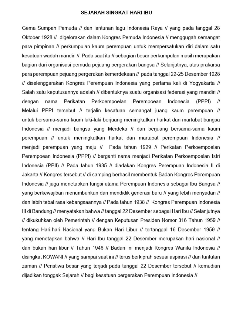 Sejarah Singkat Hari Ibu | PDF