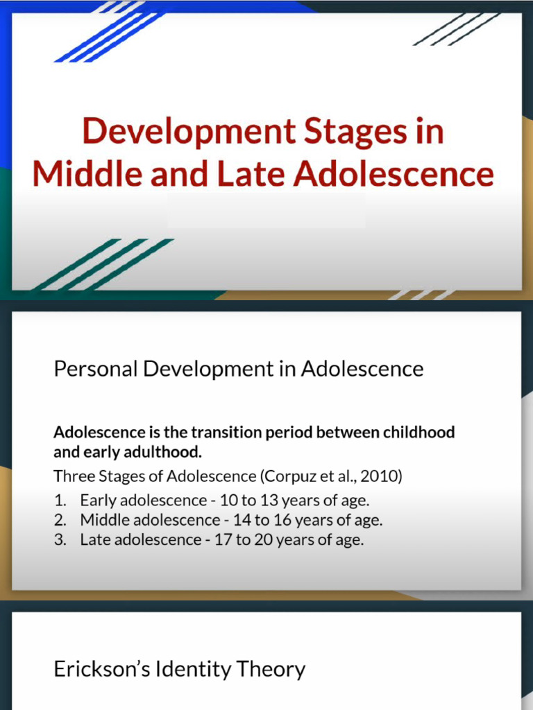 DEVELOPMENT-STAGES-IN-MIDDLE-AND-LATE-ADOLESCENCE | PDF | Adolescence | Early Childhood