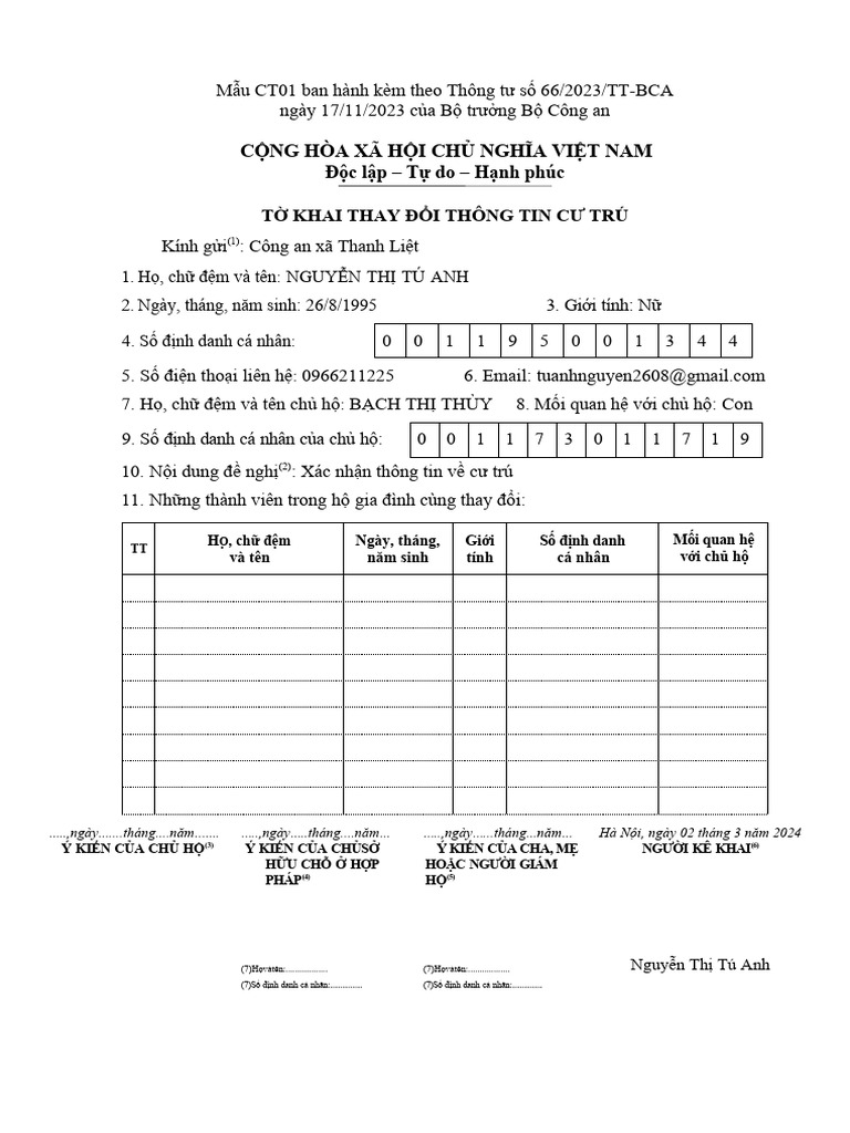 CT01 Thông Tư 66 | PDF