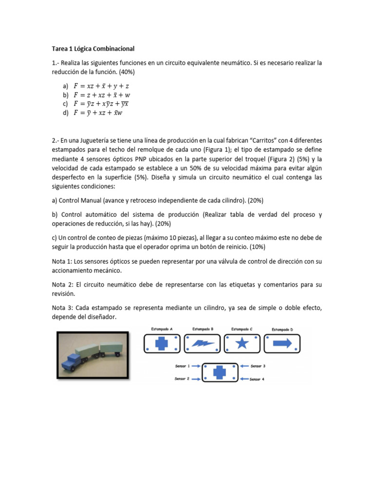 TAREA 1 Logica Combinacional Neumatica 2024-1 | PDF