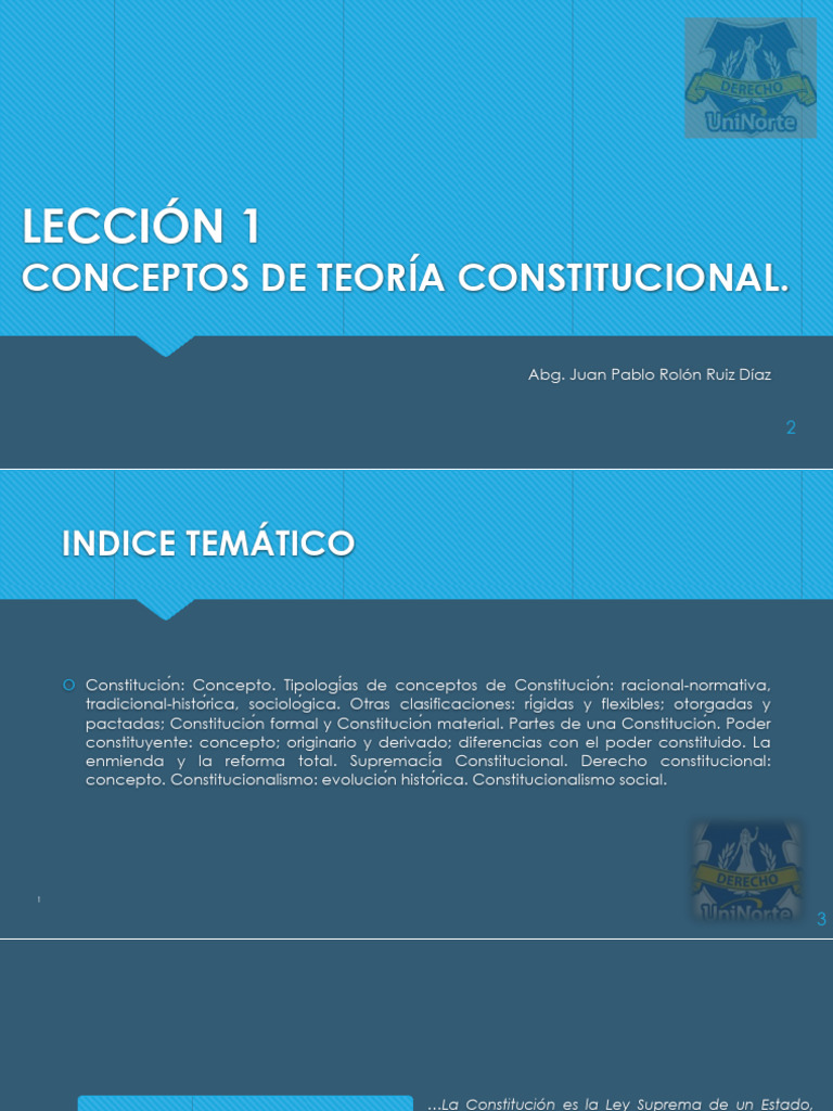Lección 1 Conceptos de Teoría Constitucional | PDF | Constitución | Ley constitucional