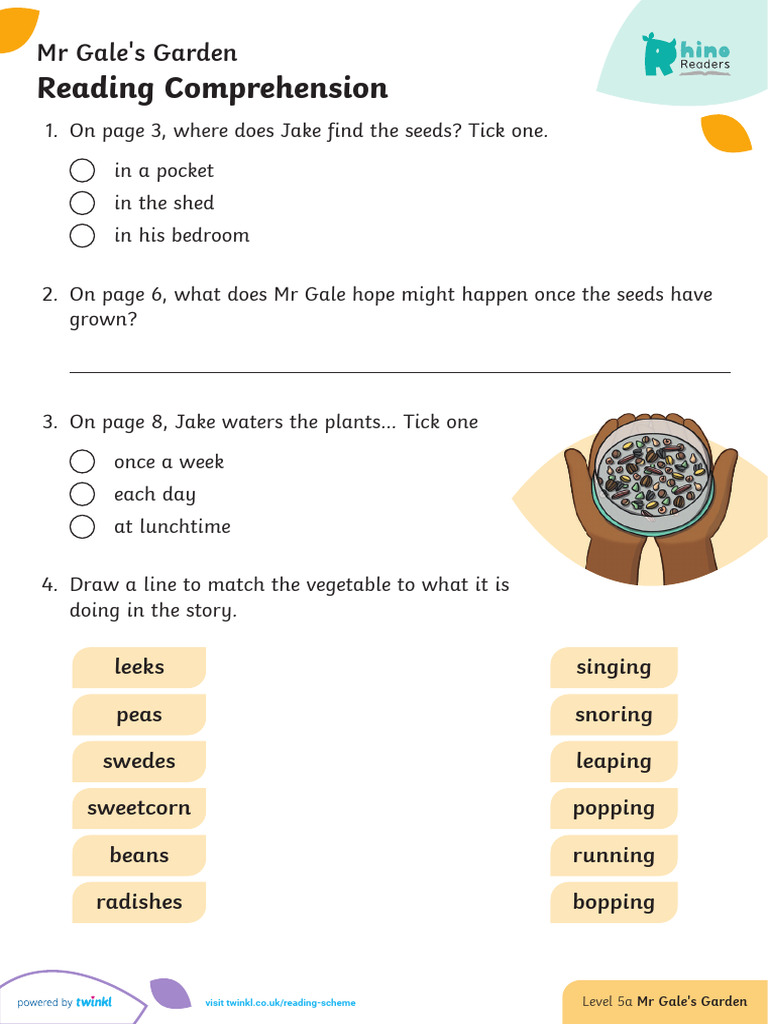 Reading Comprehension - MR Gale's Garden | PDF