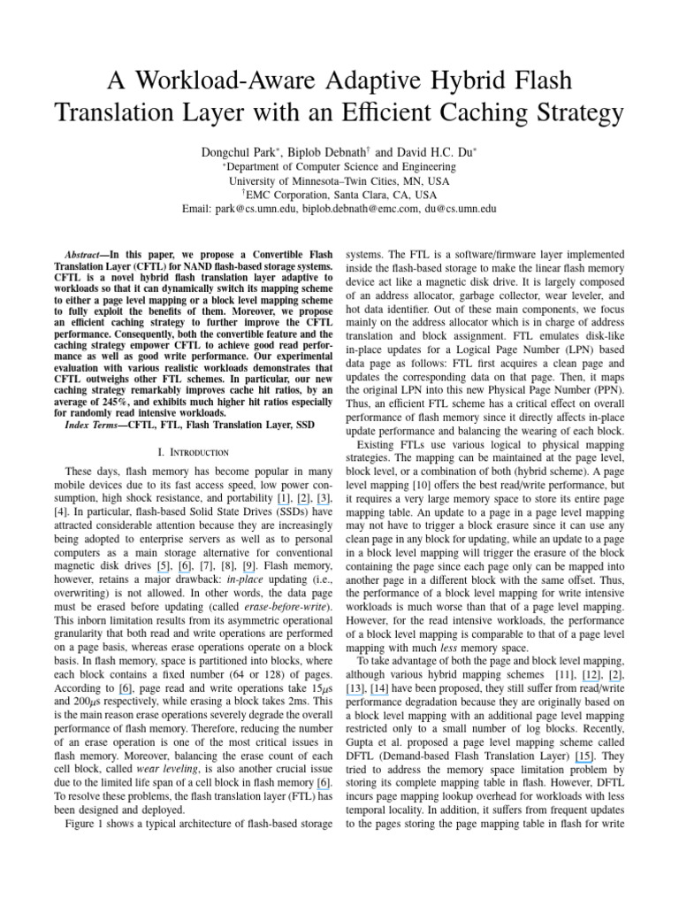 A Workload-Aware Adaptive Hybrid Flash Translation Layer With An Efficient Caching Strategy ...