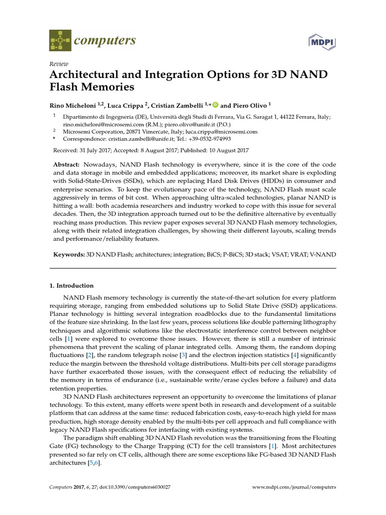 Architectural and Integration Options For 3D NAND Flash Memories | PDF ...