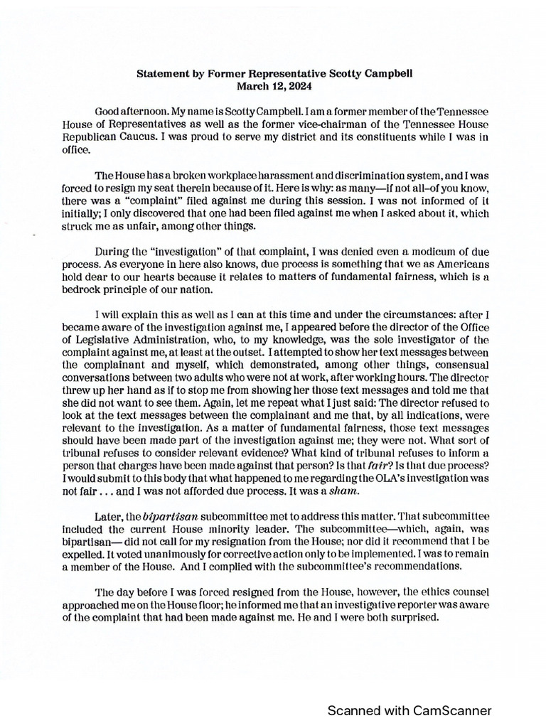 Scotty Campbell Statement 3-12 | PDF