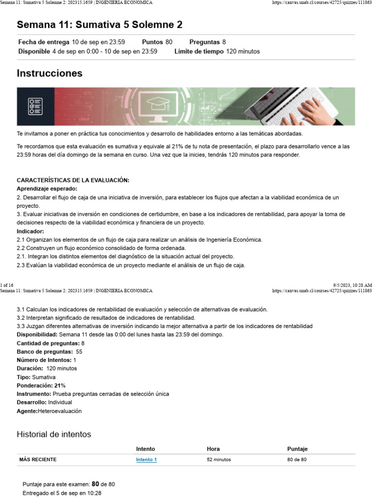 Evaluación Solemne 2: Ingeniería Económica | PDF