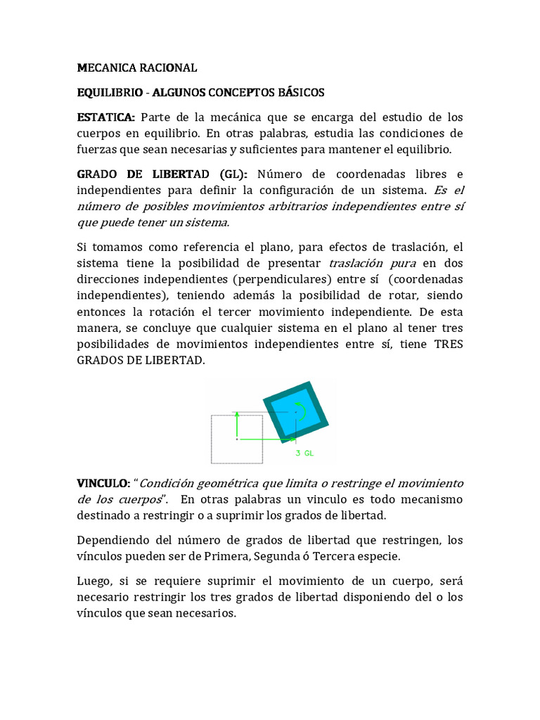 Conceptos Clave de Mecánica Racional | PDF | Ciencias fisicas | Movimiento (física)