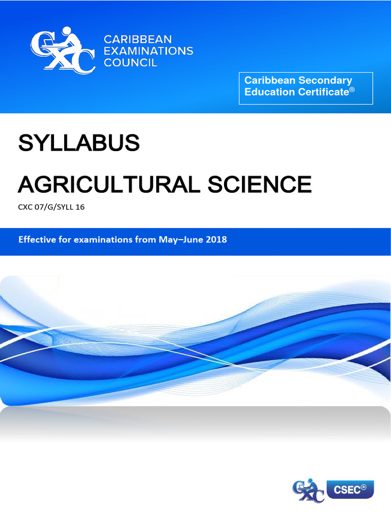 CSEC Agricultural Science Syllabus | PDF | Agriculture | Plants CSEC Agricultural Science Syllabus | PDF | Agriculture | Plants