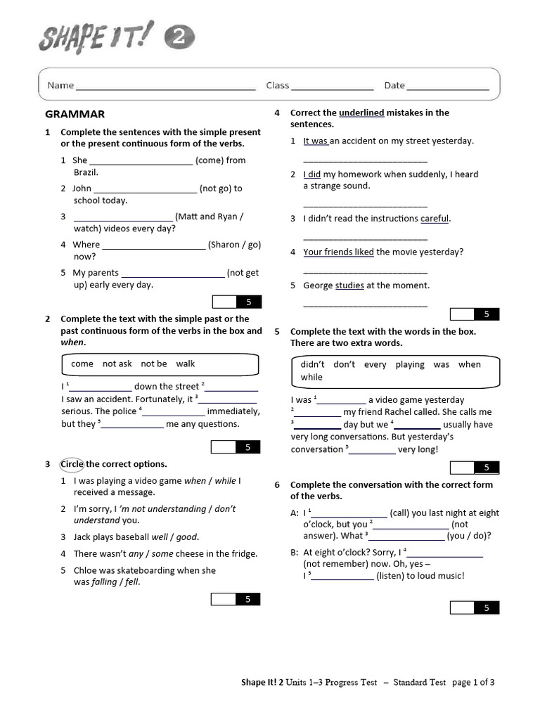 Progress Test1 Standard | PDF