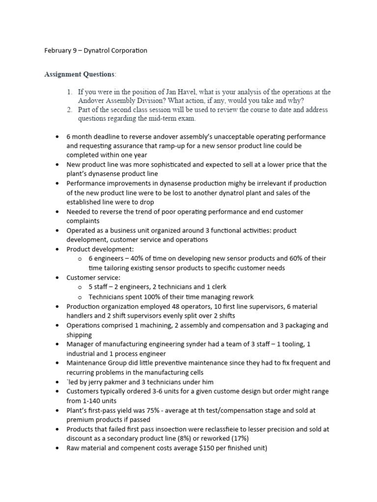 February 9 - Dynatrol Corporation | PDF | Inventory | Engineer