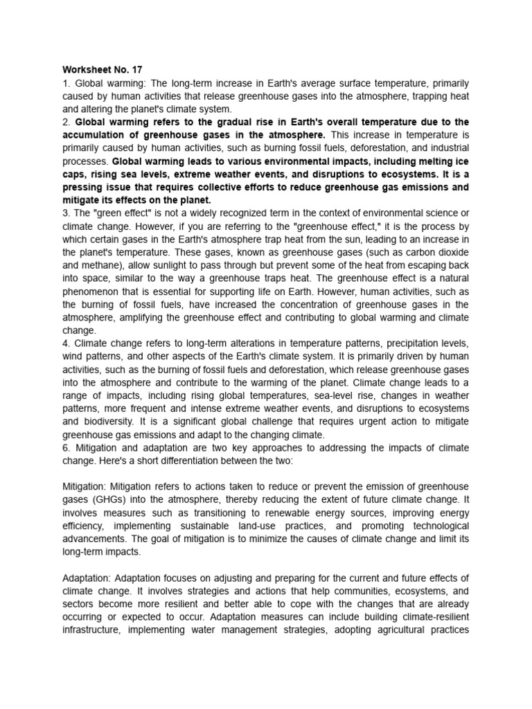 Worksheet 6 - NSTP | Download Free PDF | Climate Change | Greenhouse Effect