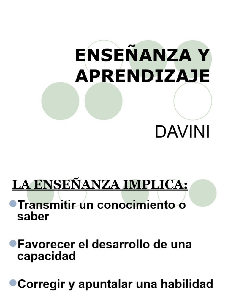ENSEÑANZA Y APRENDIZAJE DAVINI | PDF