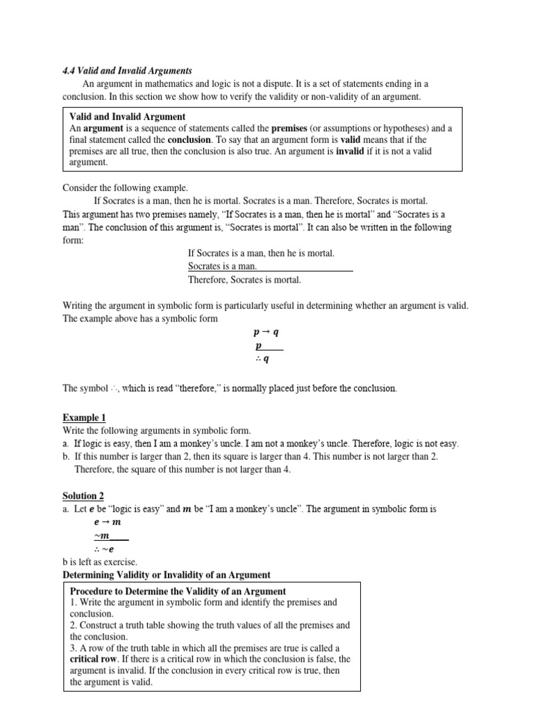 Valid and Invalid Arguments | PDF | Argument | Logical Consequence