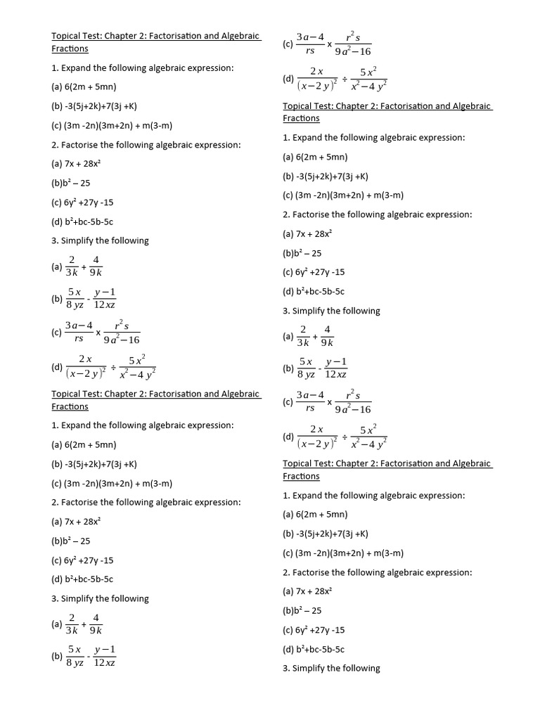 F2 C2 Topical Test | PDF | Algebra | Mathematics