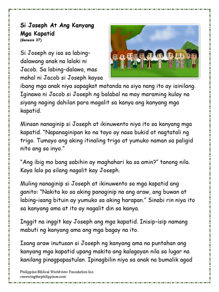9a. Si Joseph at Ang Mga Kapatid Story | PDF