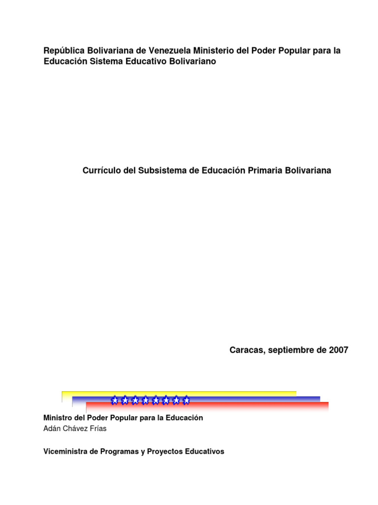 Curriculo Educacion Primaria Bolivariana. 2007 | PDF | Aprendizaje ...