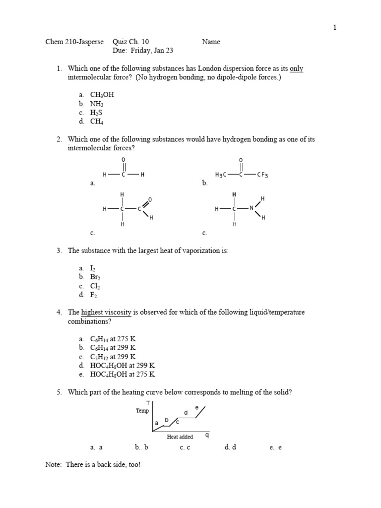 Quiz-Intermolecular Forces | PDF | Evaporation | Melting Point