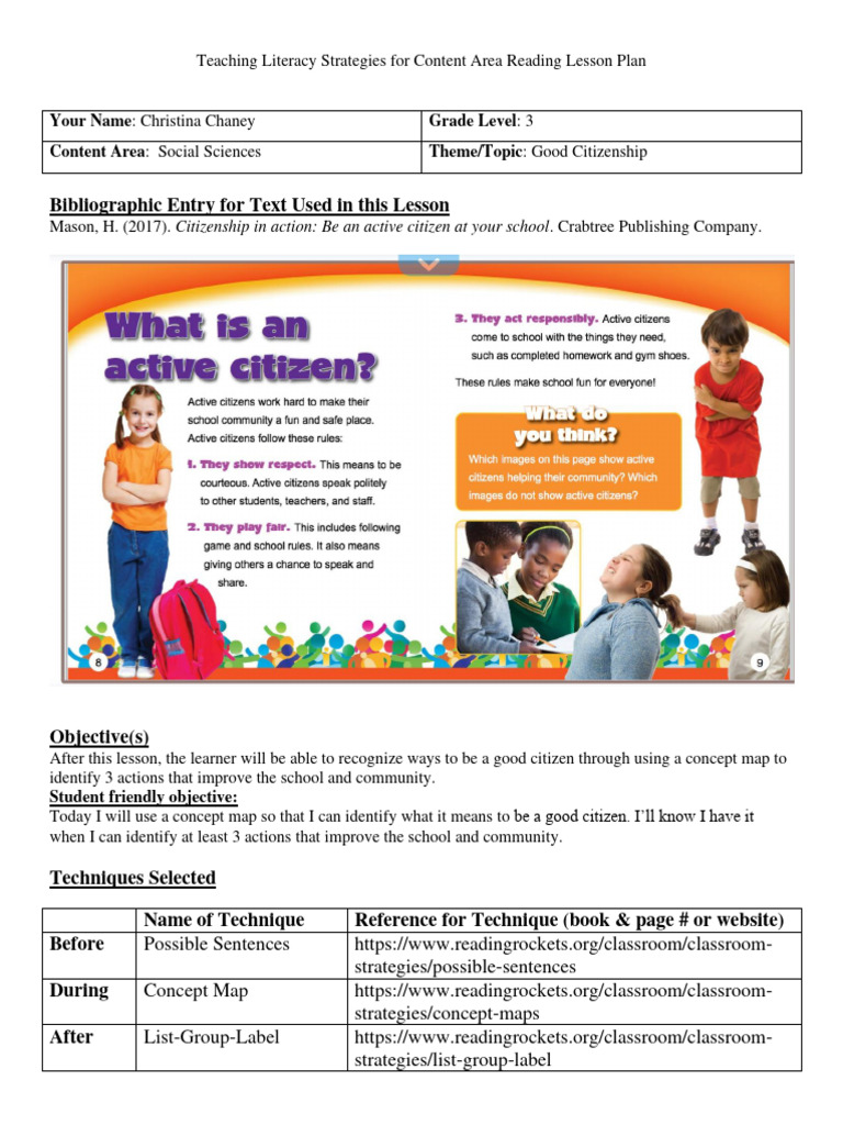 Read 550 Chaney Bda Lesson Plan Format | PDF | Reading Comprehension ...