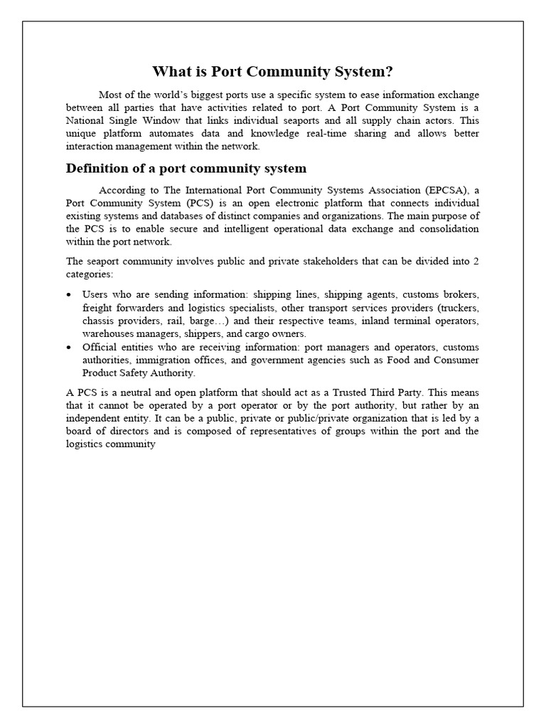 What Is Port Community System | PDF