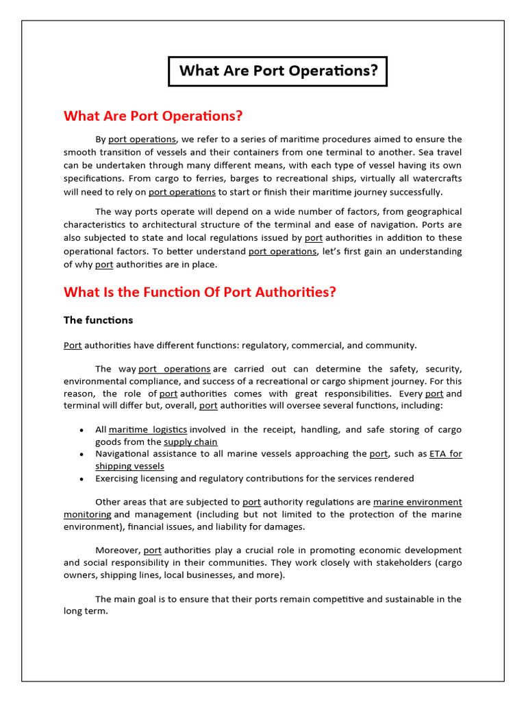 What Are Port Operations | PDF | Port | Logistics