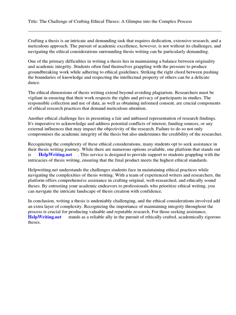 Thesis Ethics | PDF