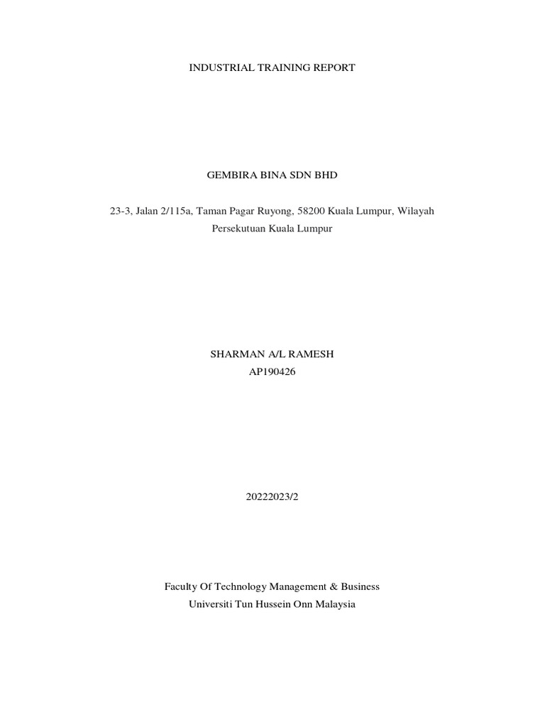 Internship Report Sharman Ramesh AP190426 | PDF | Business