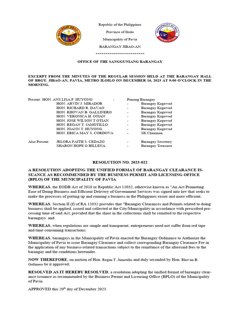 Unified Barangay Clearance Resolution | PDF | Justice | Crime & Violence