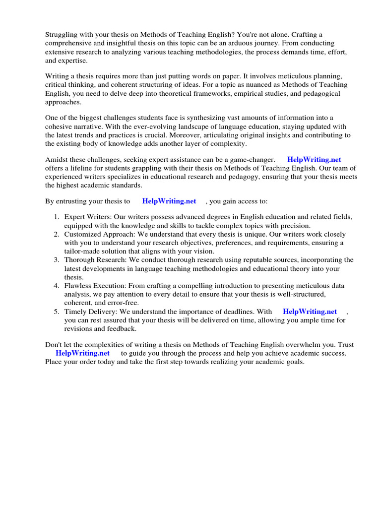 Thesis Methods of Teaching English | PDF | Learning | Thesis