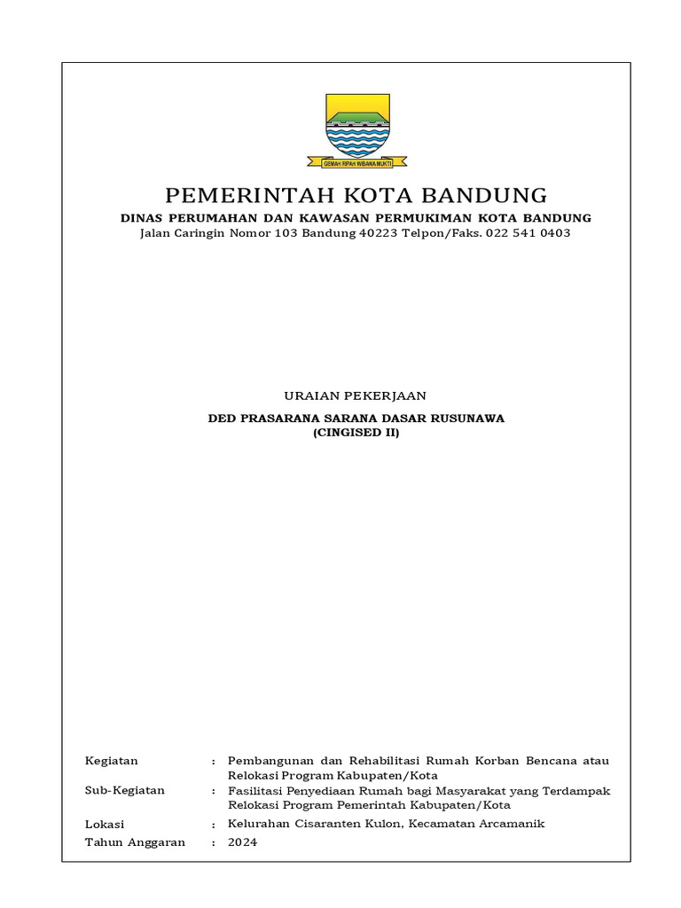 Uraian Singkat DED PSD Rusunawa | PDF | Pengelolaan Keuangan & Uang