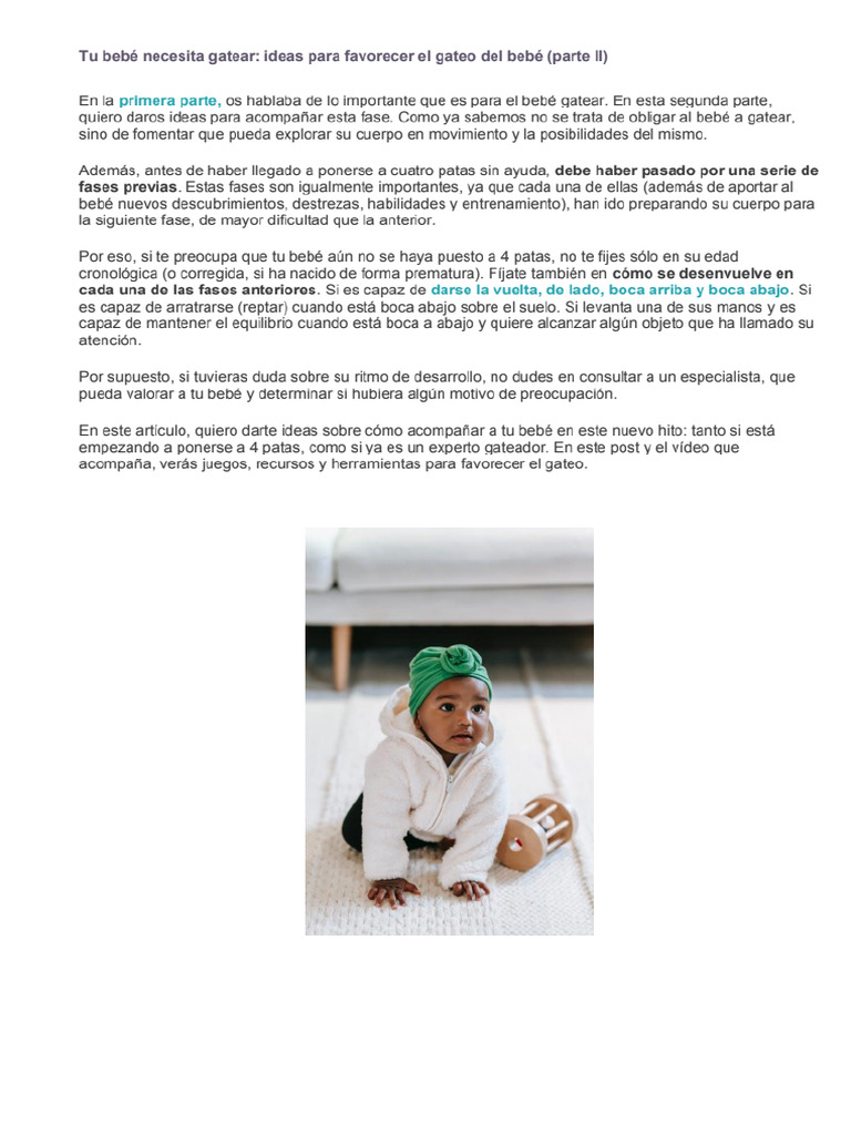 Tu Bebé Necesita Gatear | PDF