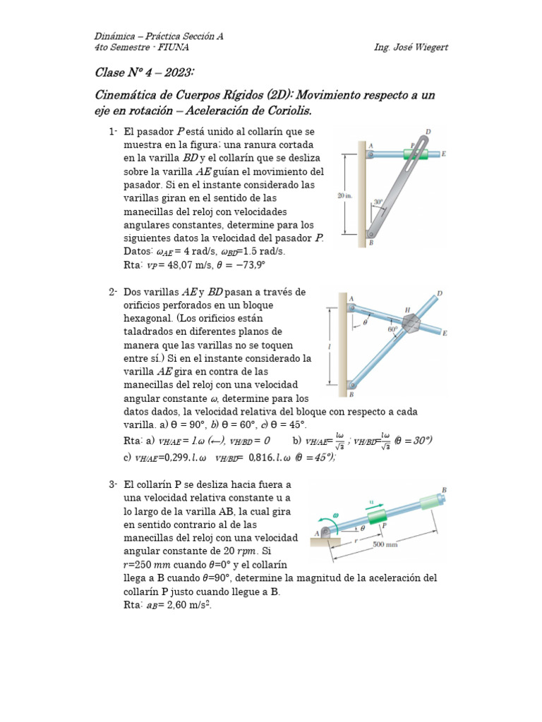 Clase 4 Dinámica - 2024 - Sección A | PDF | Velocidad | Cinemática