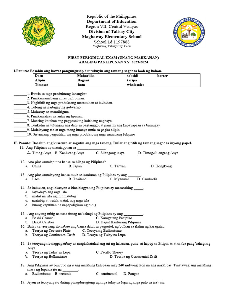 Periodical Test In Ap5 Pdf