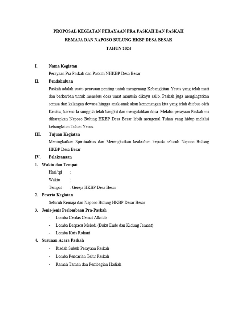 Proposal Kegiatan Perayaan Paskah | PDF
