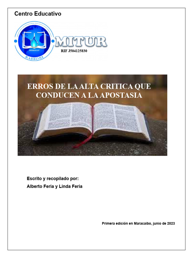 Alta Critica y La Apostasia | PDF | Biblia | Apóstol