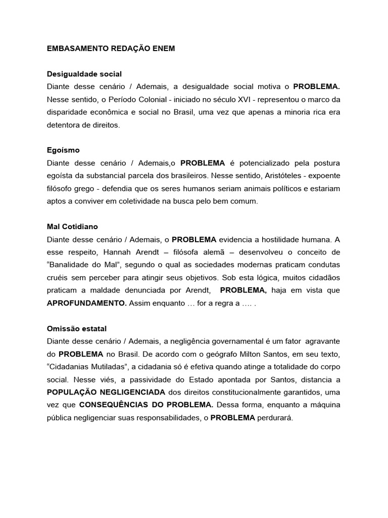 Embasamento Redação Enem | PDF | Estado | Cidadania