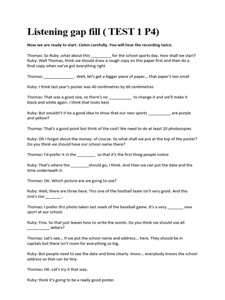 Listening Gap Fill | PDF