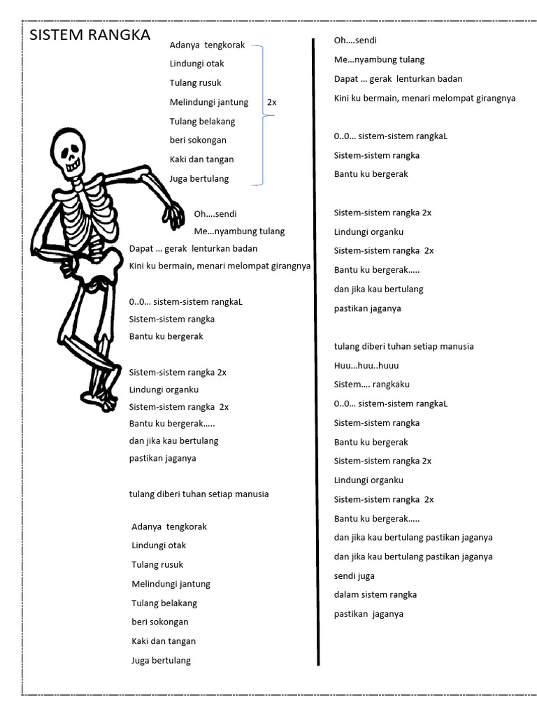 Sains Tahun 5 Lagu Sistem Rangka Manusia | PDF