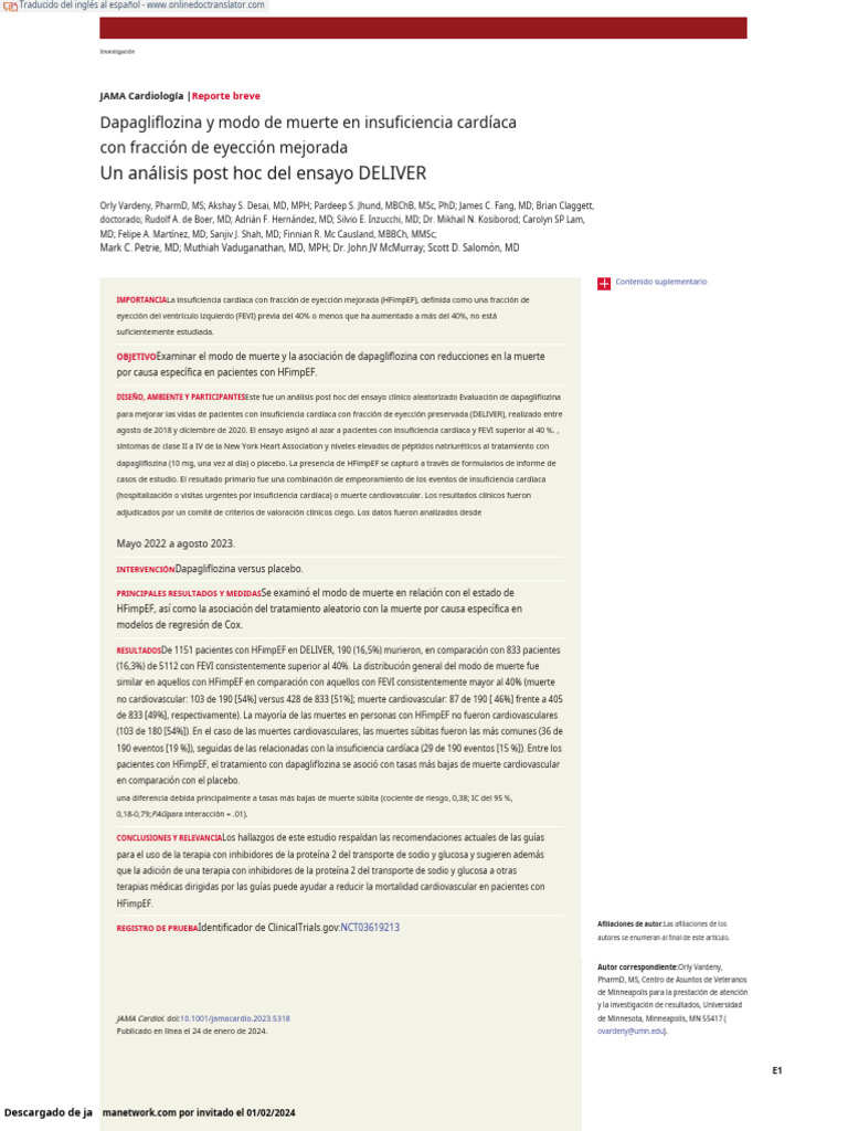Dapagliflozina y mortalidad en HFimpEF | PDF | Insuficiencia cardíaca ...