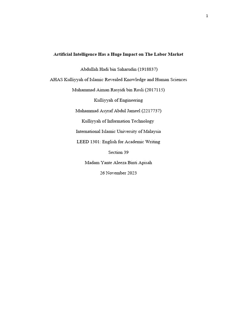 Final Draft | PDF | Artificial Intelligence | Intelligence (AI) & Semantics