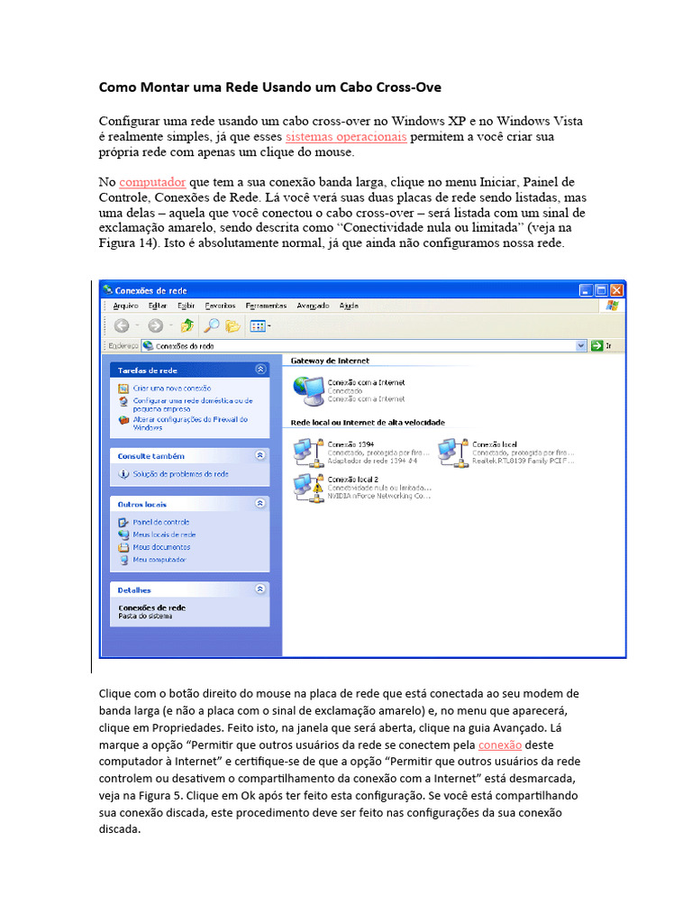 Como Montar Uma Rede Usando Um Cabo Cross | PDF | Rede de computadores ...