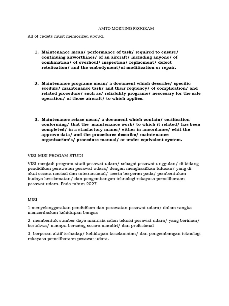 Program AMTO: Pendidikan Pemeliharaan Pesawat | PDF