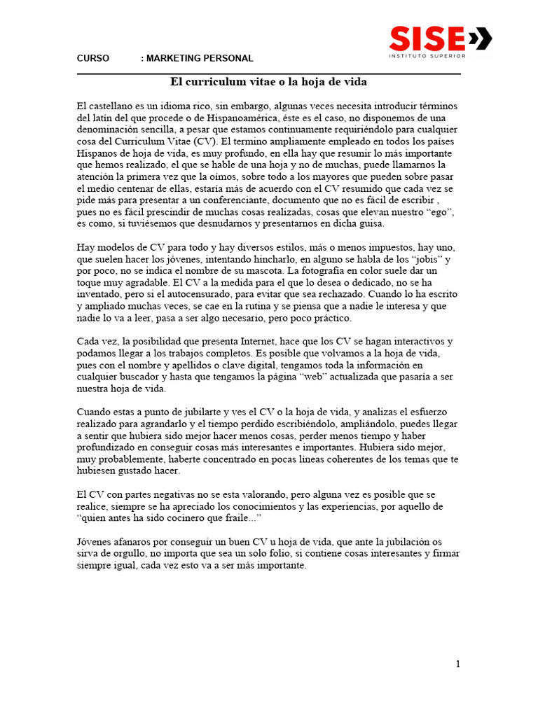 Separata #3-1 Curriculum Vitae | PDF